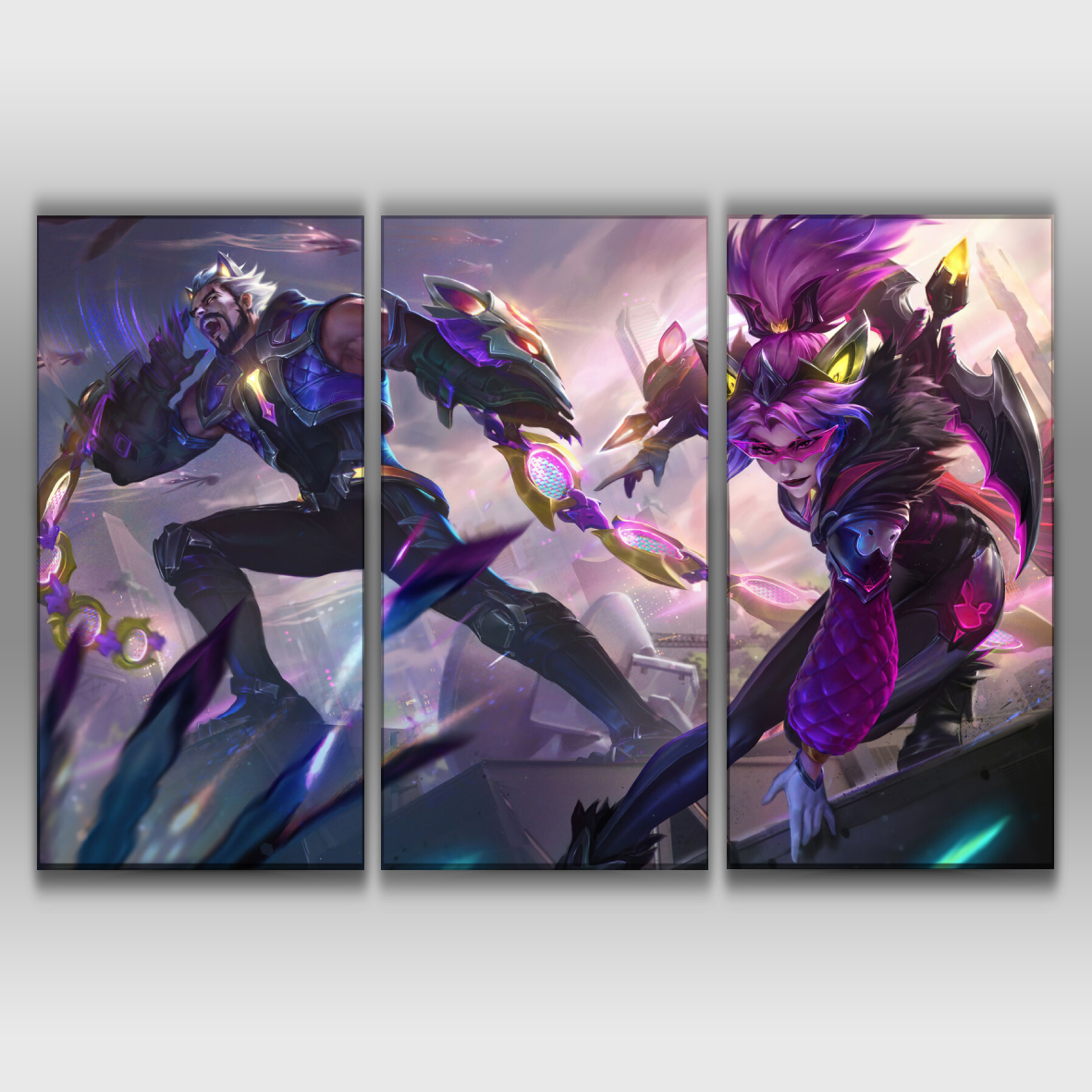 Battle Wolf Sylas & Battle Bat Vayne - 3 Panels Wall Poster ...